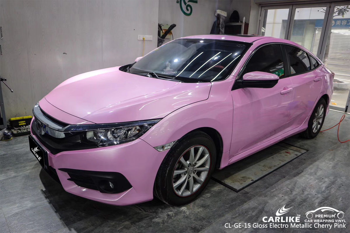 CL-GE-15 Gloss electro metallic cherry pink vinyl wraps car for HONDA ...