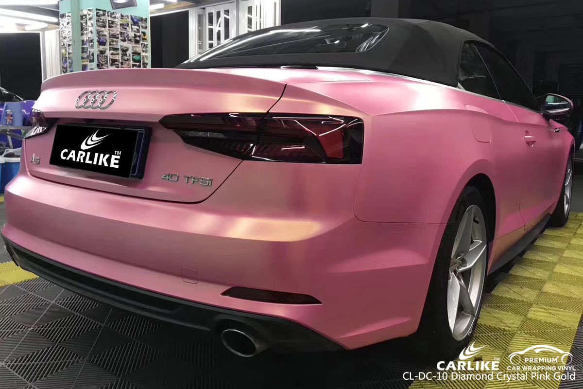 CL-DC-10 diamond crystal pink gold vinyl wrap car for audi - SINO VINYL
