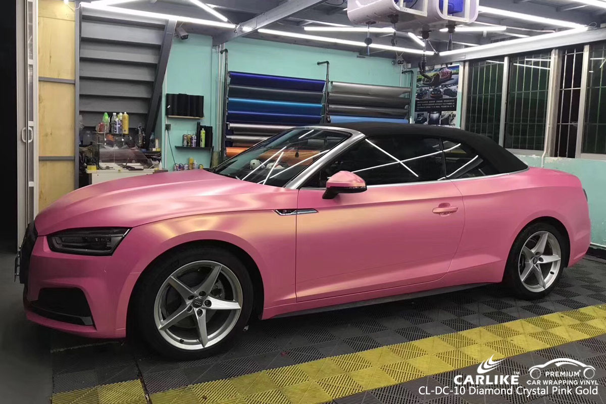 CL-DC-10 diamond crystal pink gold vinyl wrap car for audi - SINO VINYL