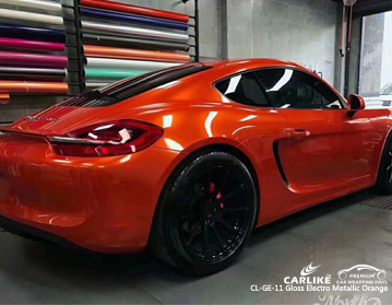 CL-GE-11 gloss electro metallic orange vinyl car wrap for PORSCHE ...