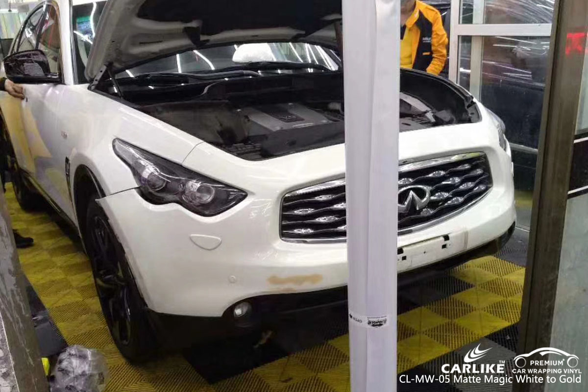 CL-MW-05 magic white to gold vinyl wrap car for Infiniti - SINO VINYL
