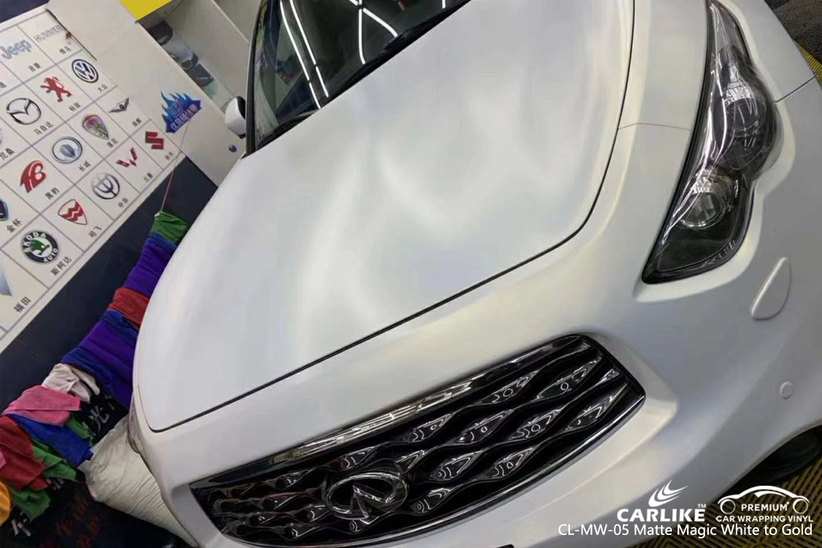 CL-MW-05 magic white to gold vinyl wrap car for Infiniti - SINO VINYL
