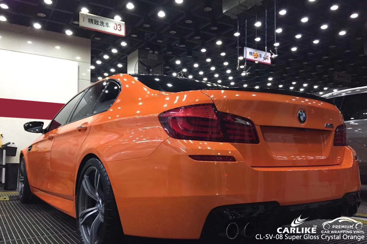 CL-SV-08 super gloss crystal orange vinyl wrap car for BMW - SINO VINYL