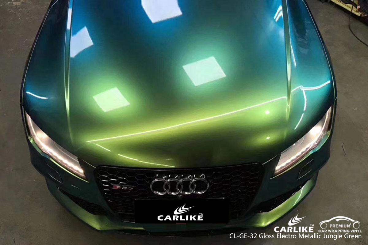 CL-GE-32 vinil verde do envoltório do carro da selva metálica do brilho ...