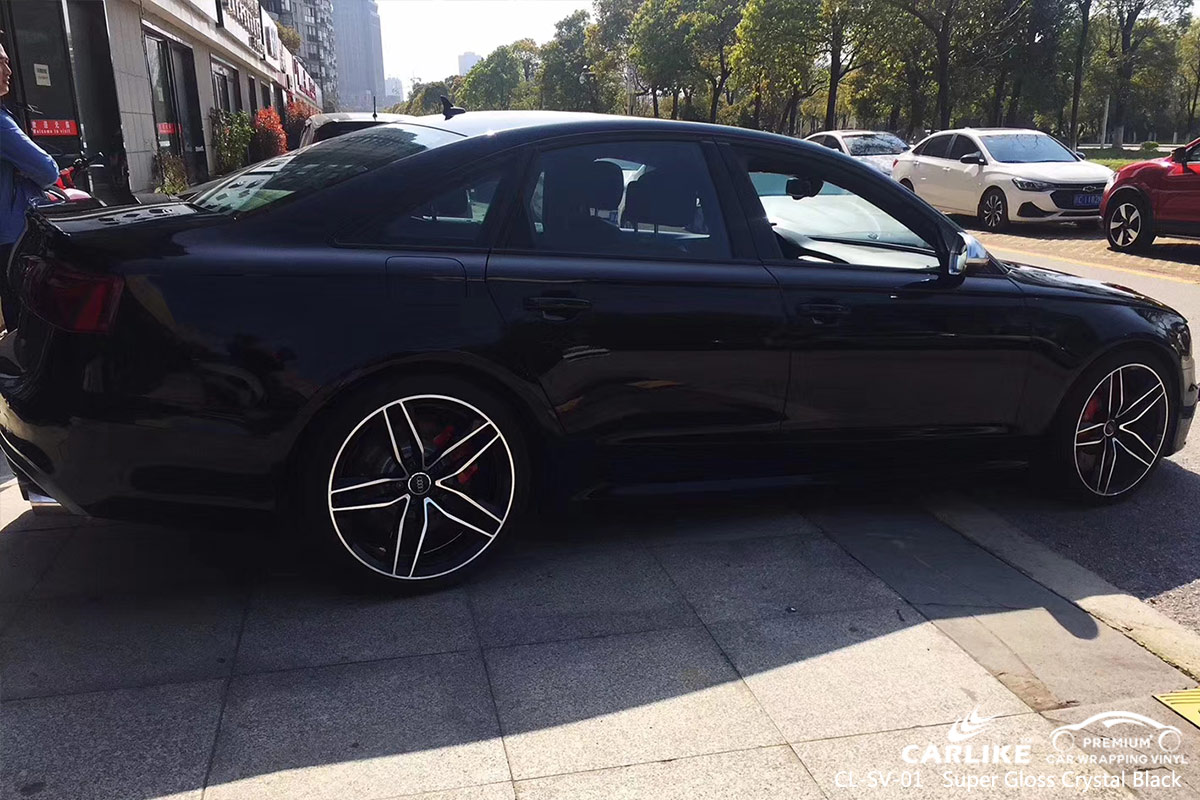 CL-SV-01 super gloss crystal black vinyl wrap my car for AUDI - SINO VINYL