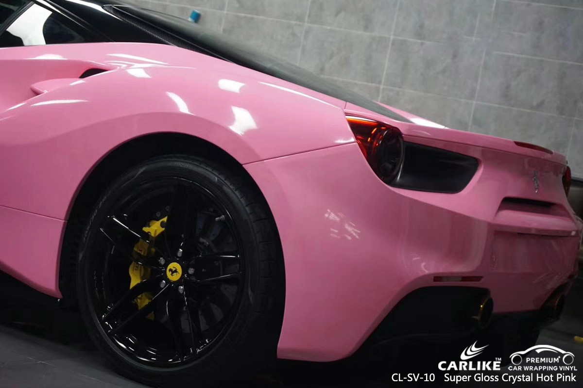 CL-SV-10 super brillante cristal rosa brillante envoltura de vinilo ...