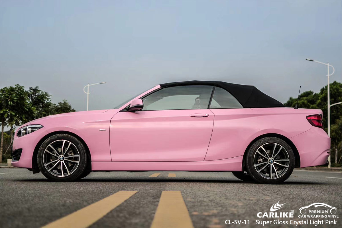 CL-SV-11 super gloss crystal light pink boat vinyl wrap gloss for BMW ...
