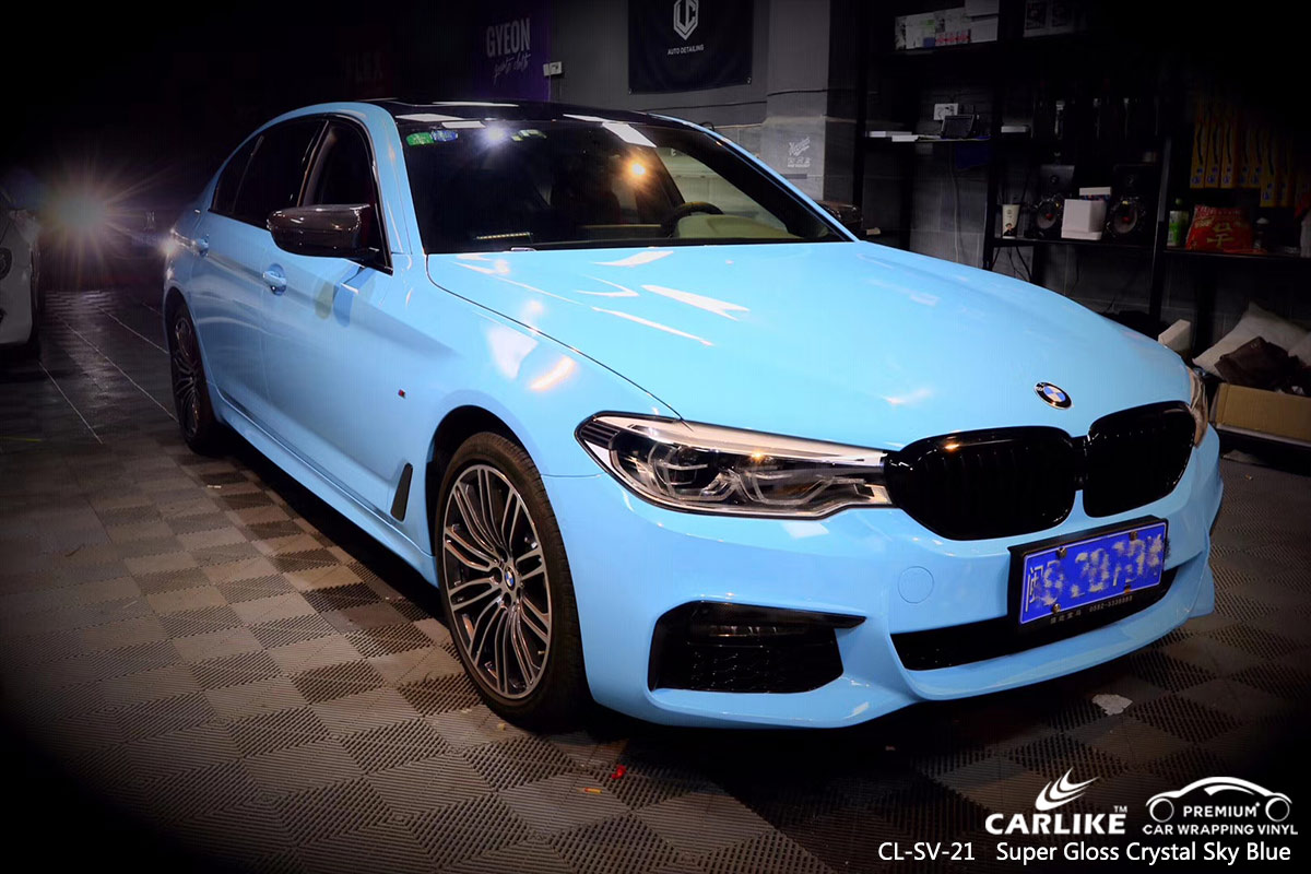 CL-SV-21 super gloss crystal sky blue car wrap vinyl for BMW - SINO VINYL