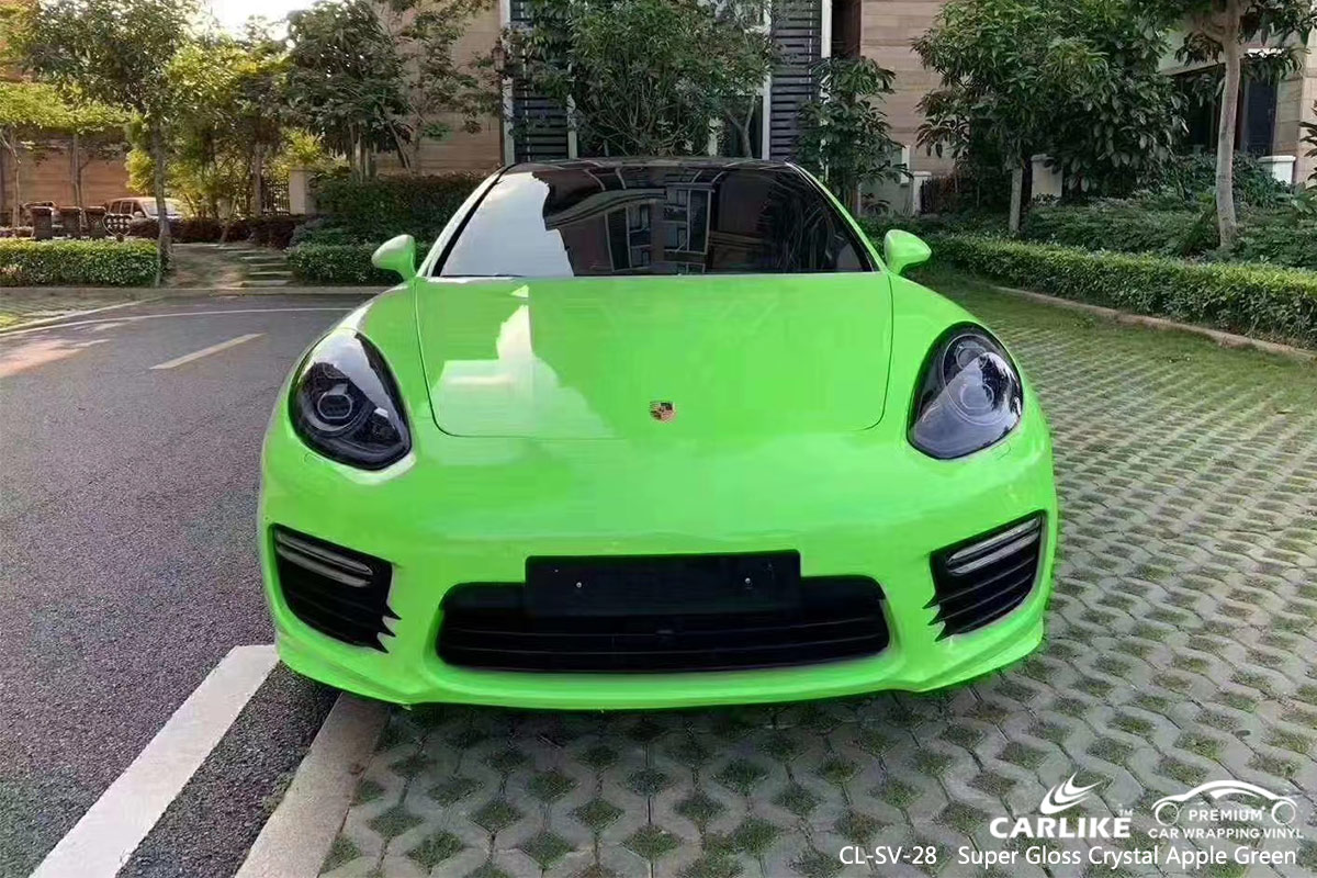 CL-SV-28 super gloss crystal apple green car wrap film for PORSCHE ...