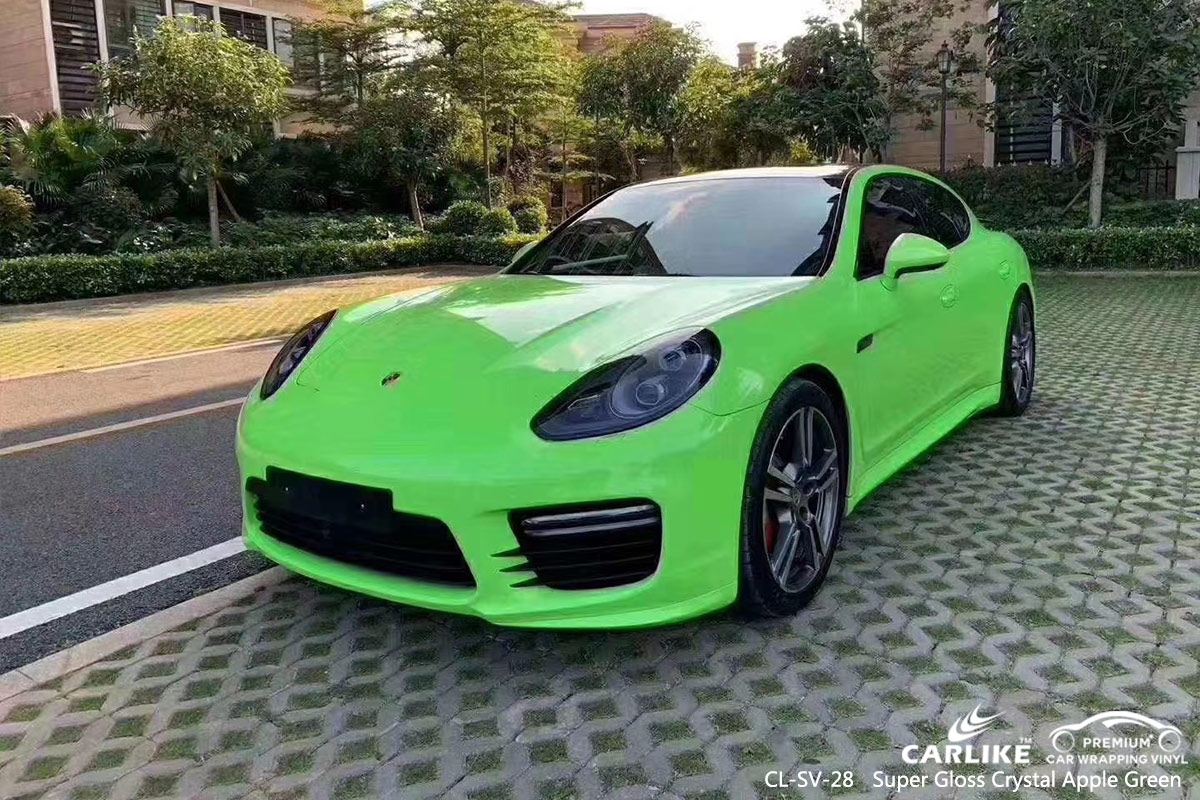 CL-SV-28 super gloss crystal apple green car wrap film for PORSCHE ...