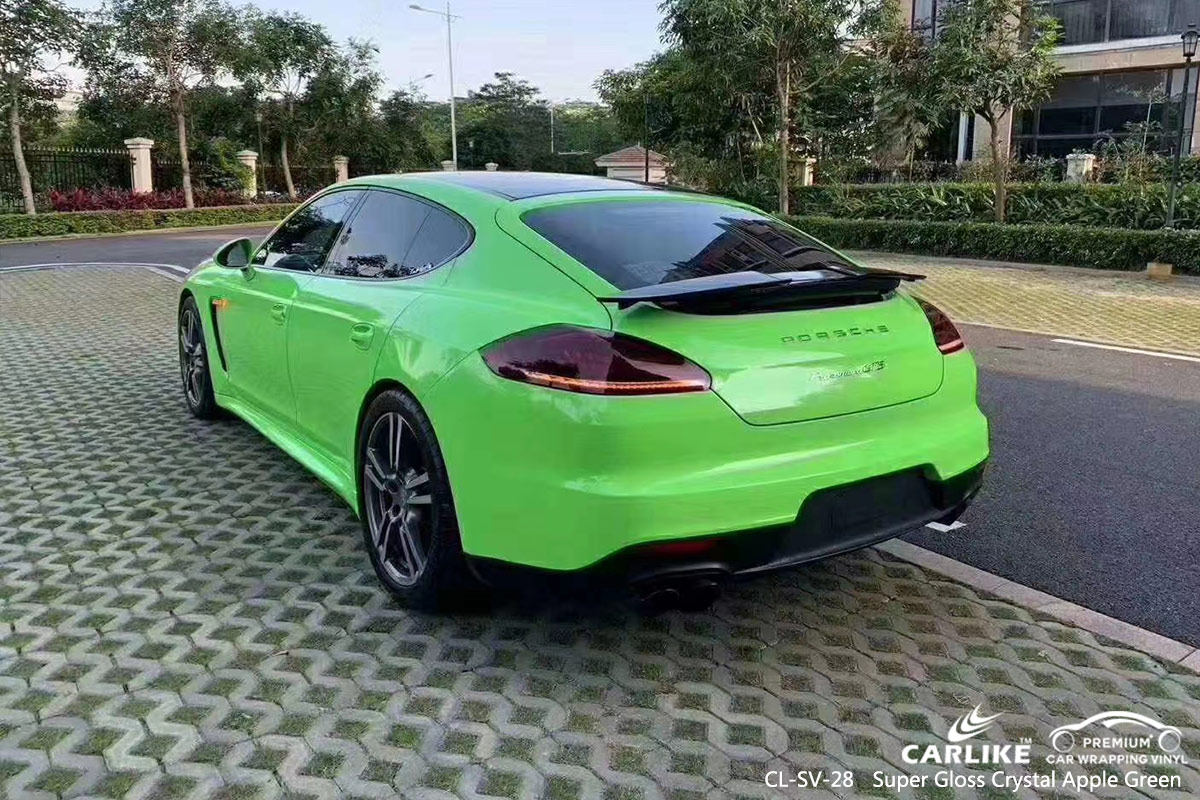 CL-SV-28 super gloss crystal apple green car wrap film for PORSCHE ...