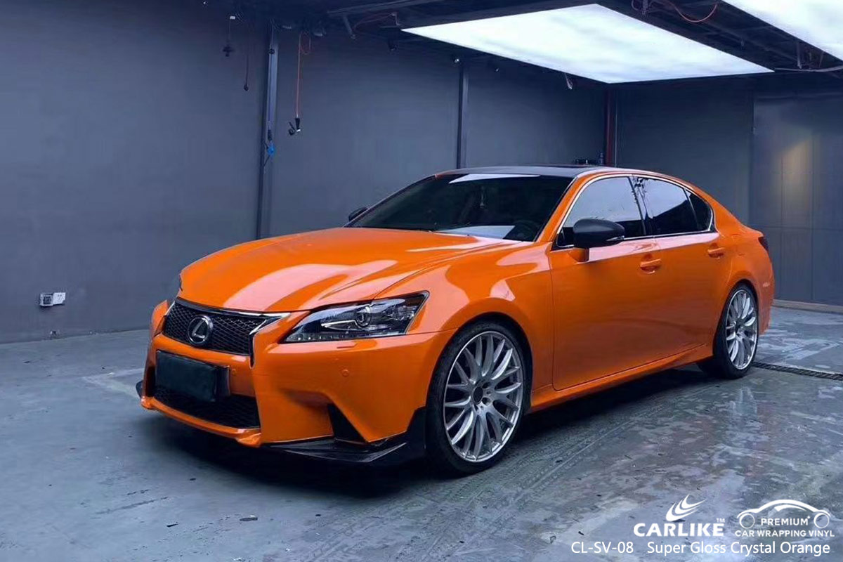 CL-SV-08 superbrillante envoltorio de vinilo naranja cristal brillante ...