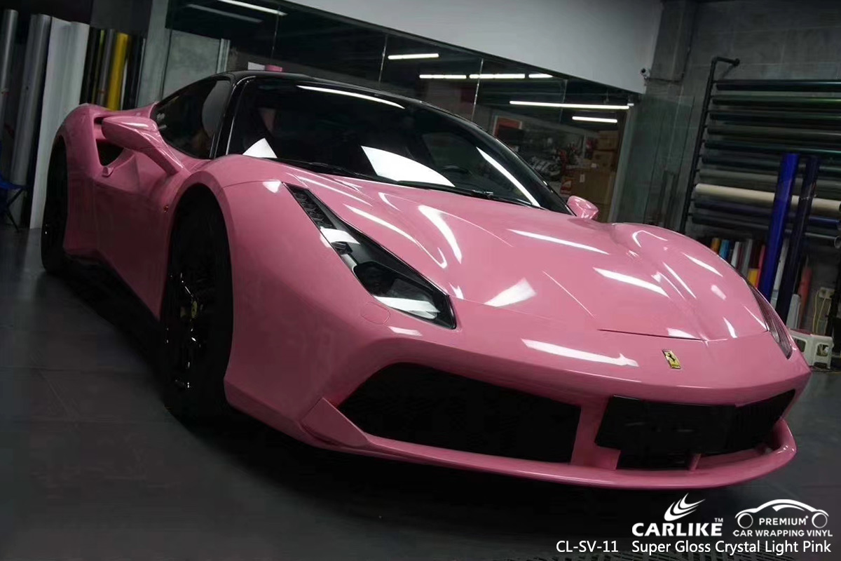 CL-SV-11 super gloss crystal light pink vehicle wrapping for FERRARI ...
