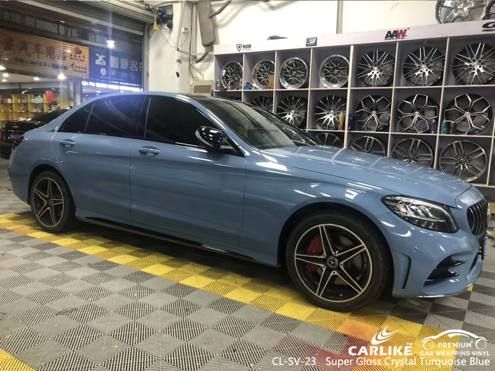 CL-SV-23 vinyle wrap bleu turquoise cristal super brillant pour ...