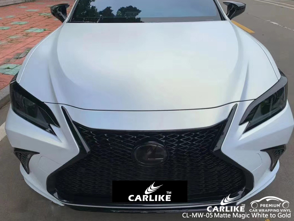 CL-MW-05 matte magic white to gold body wrap car supplier for LEXUS ...