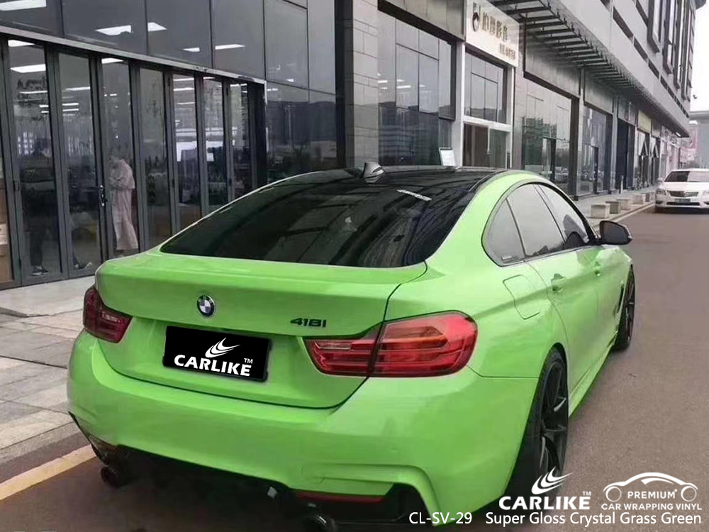 CL-SV-29 super gloss crystal grass green body wrap car supplier for BMW ...