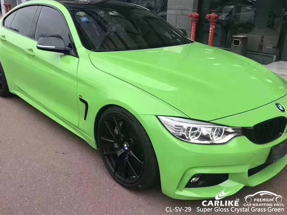 CL-SV-29 super gloss crystal grass green body wrap car supplier for BMW ...