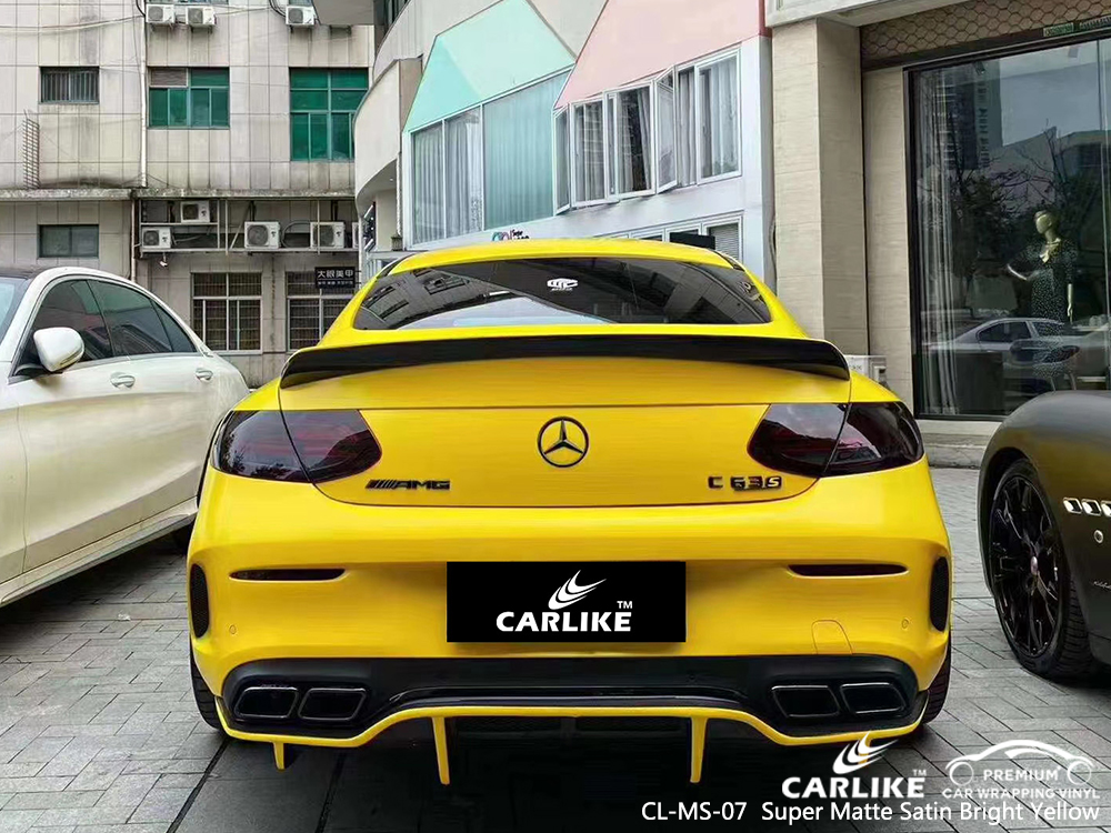 CL-MS-07 super matte satin bright yellow vinyl wrap my car for MERCEDES ...