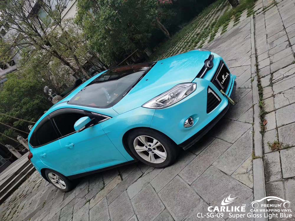 CL-SG-09 super gloss light blue car body wrap vinyl for FORD - SINO VINYL