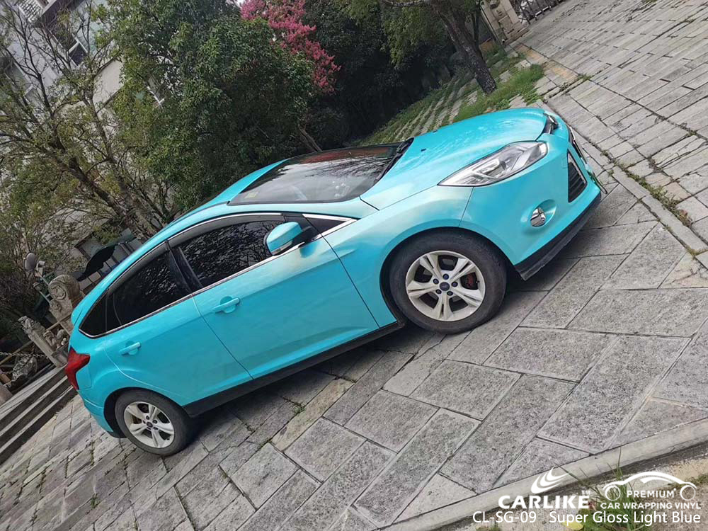 CL-SG-09 super gloss light blue car body wrap vinyl for FORD - SINO VINYL