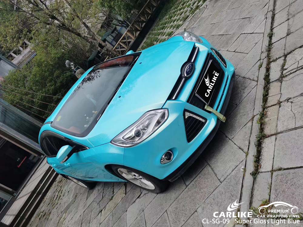 CL-SG-09 super gloss light blue car body wrap vinyl for FORD - SINO VINYL