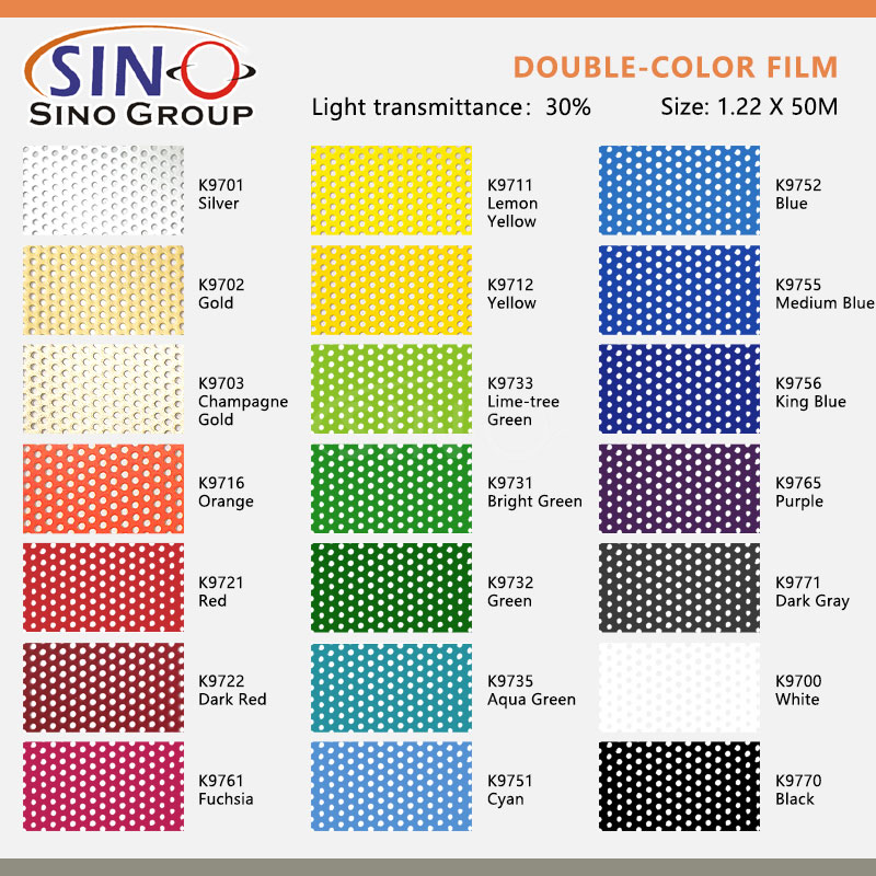 One Way Vision Perforated Vinyl Double Color Film Mesh Sticker - SINO VINYL